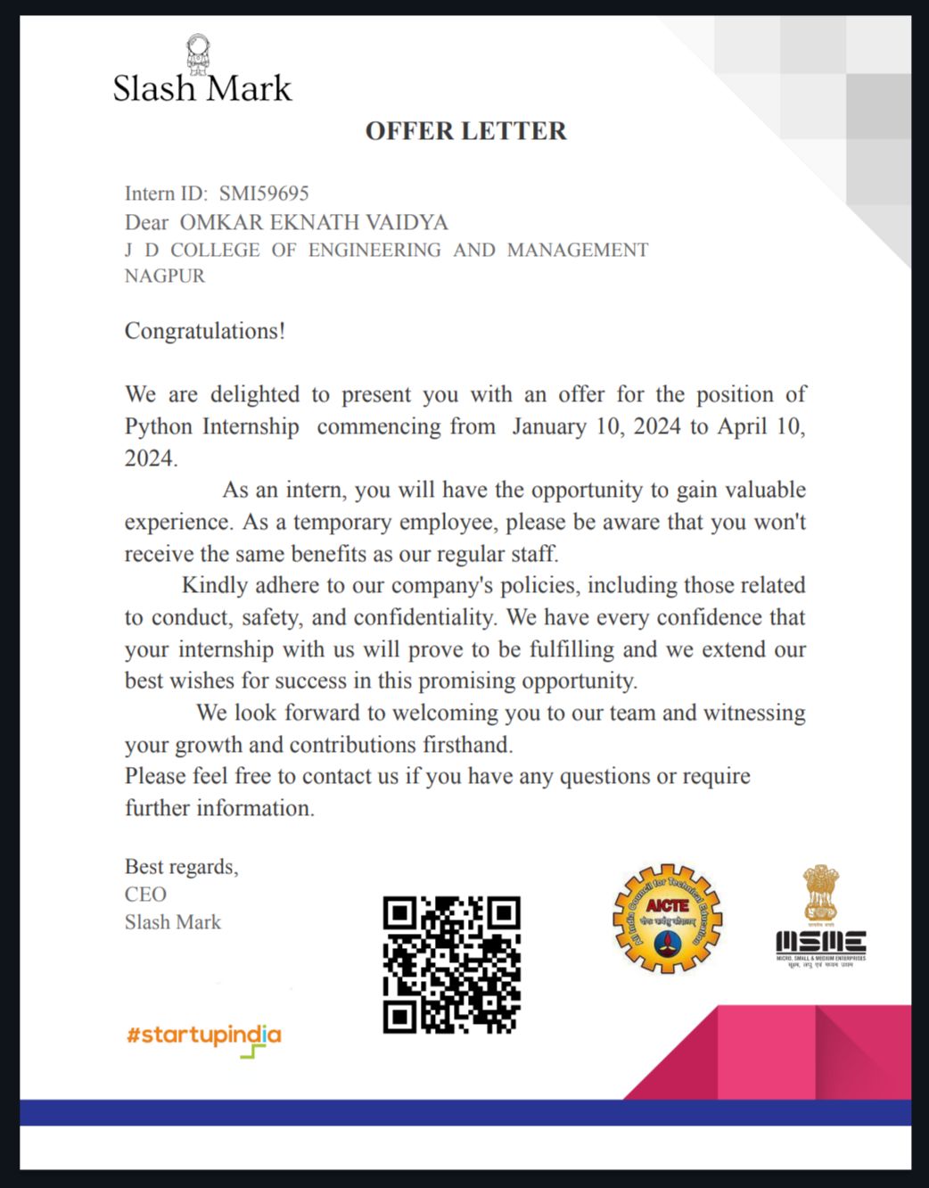 Omkar Vaidya on LinkedIn: #intern #pythoninternship Omkar Vaidya on LinkedIn: #intern #pythoninternship