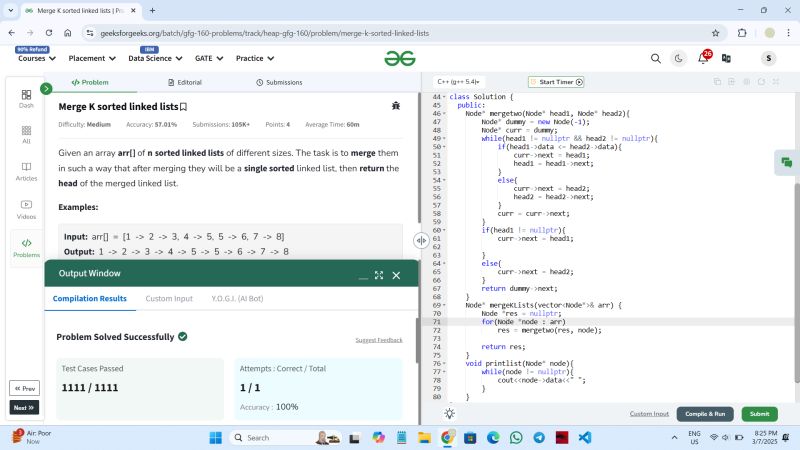 #gfg160 #gfg160 #geekstreak2024 #heap #priorityqueue #linkedlist ... #gfg160 #gfg160 #geekstreak2024 #heap #priorityqueue #linkedlist ...