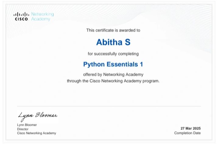 #python #programming #cisco #lifelonglearning | Abitha S #python #programming #cisco #lifelonglearning | Abitha S