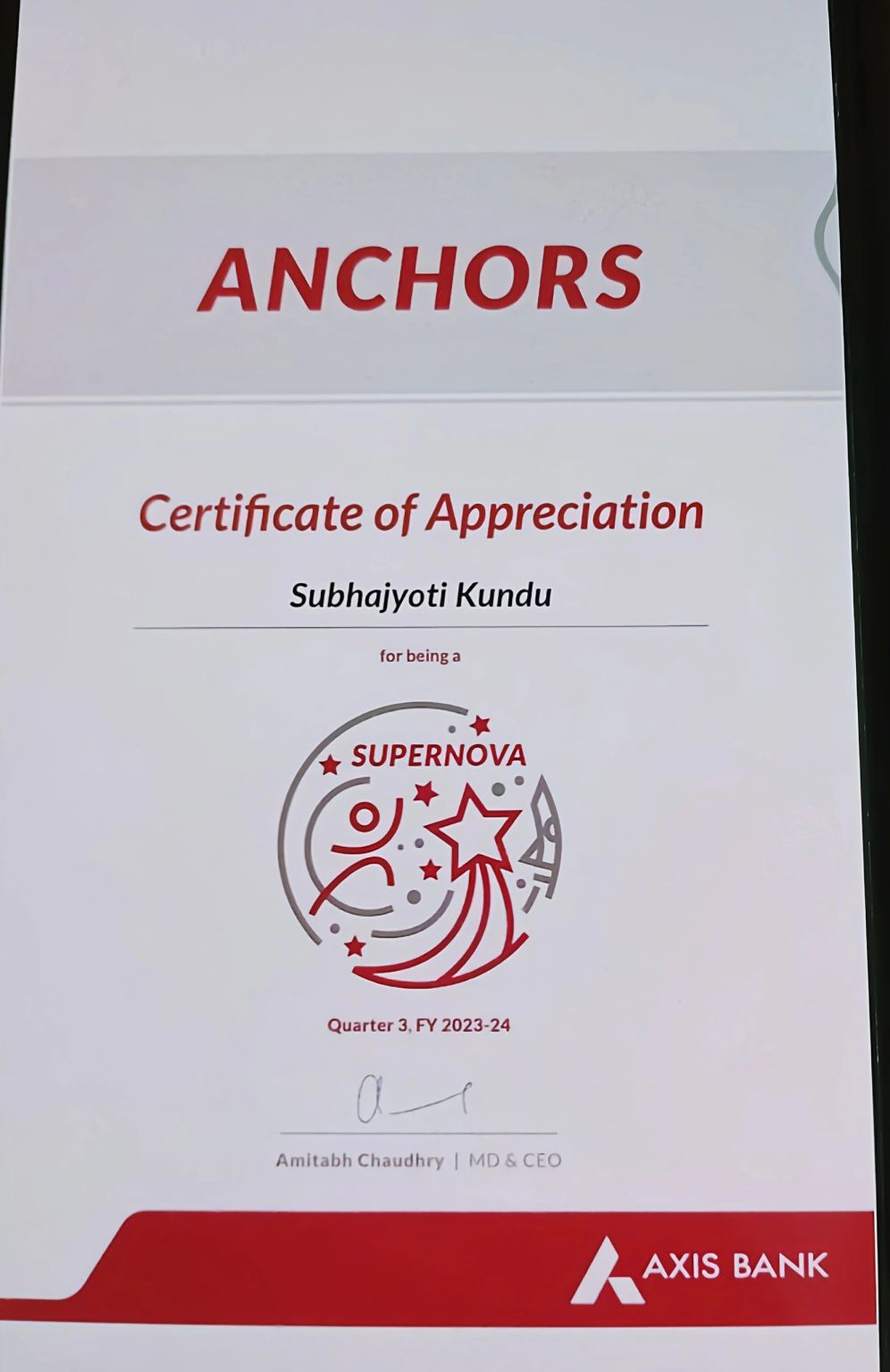 SUBHAJYOTI KUNDU on LinkedIn: #supernova #appreciation #q3fy2023 SUBHAJYOTI KUNDU on LinkedIn: #supernova #appreciation #q3fy2023
