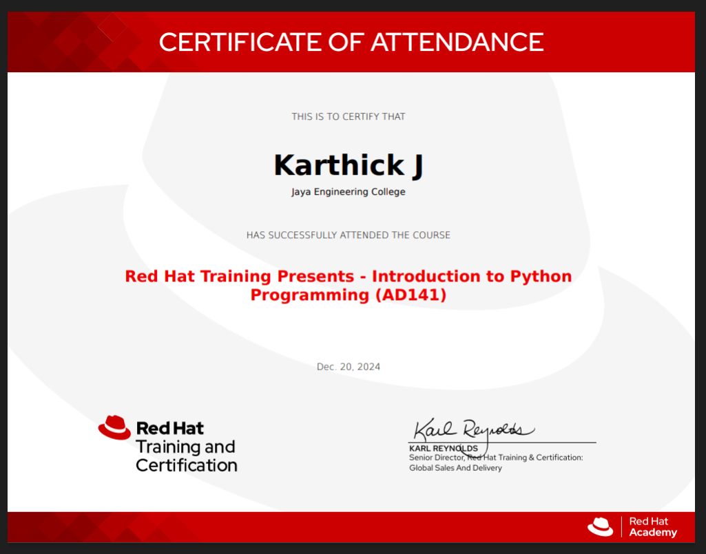 python programming | Karthick J python programming | Karthick J