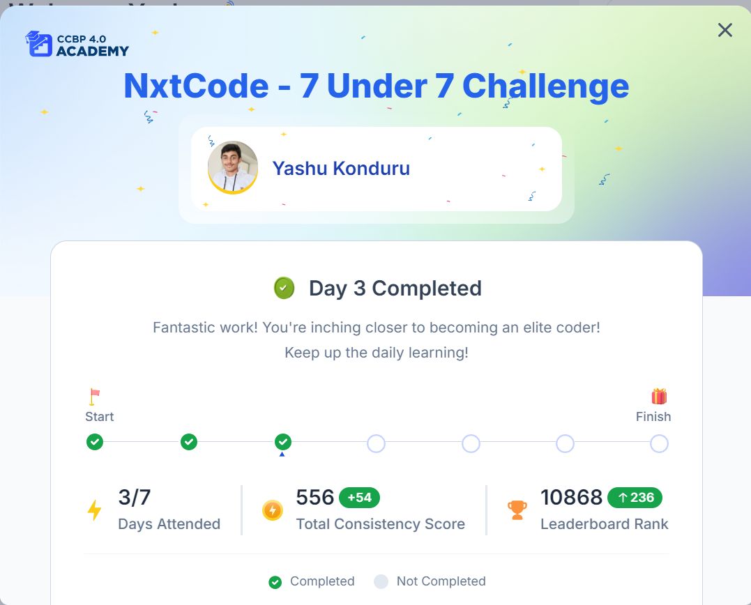 Yaswanth Raju Konduru on LinkedIn: #day3 #techjourney #algorithms # ... Yaswanth Raju Konduru on LinkedIn: #day3 #techjourney #algorithms # ...