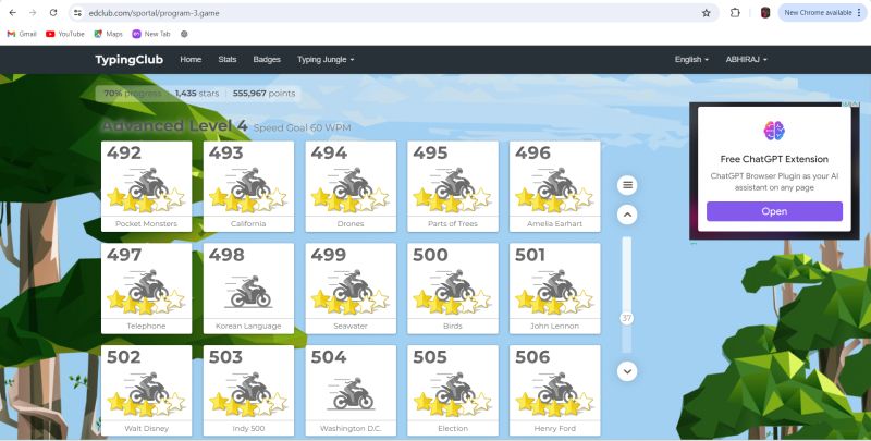 My 500-level achievement on Typing Club! | ABHIRAJ RS posted on the ... My 500-level achievement on Typing Club! | ABHIRAJ RS posted on the ...