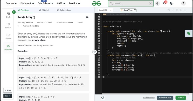 #day4 #160daysofcode #geeksforgeeks #rotatearray #java #problemsolving ... #day4 #160daysofcode #geeksforgeeks #rotatearray #java #problemsolving ...