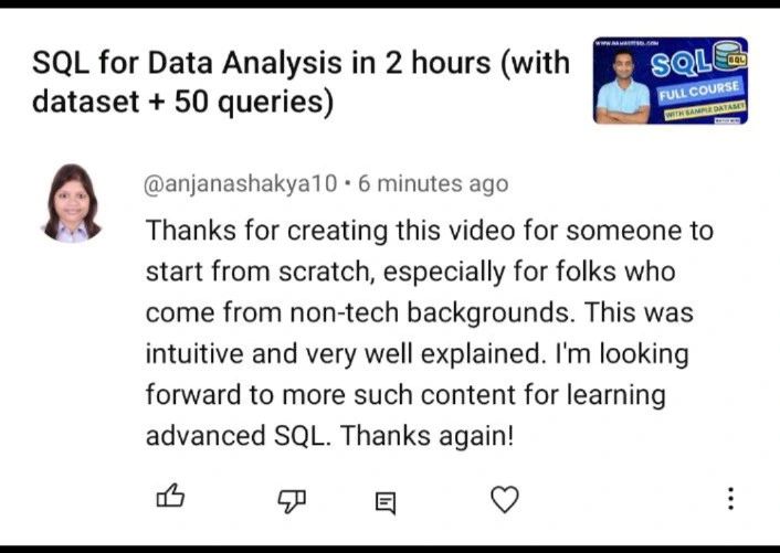 Ankit Bansal on LinkedIn: #sql #analytics | 10 comments Ankit Bansal on LinkedIn: #sql #analytics | 10 comments