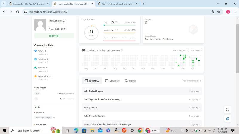 Hello connections, I'm excited to announce that I've solved 31 LeetCode ... Hello connections, I'm excited to announce that I've solved 31 LeetCode ...