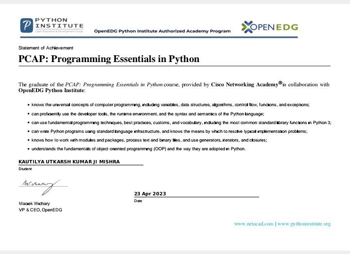 I am Happy to share I have completed course Programming Essentials in ... I am Happy to share I have completed course Programming Essentials in ...