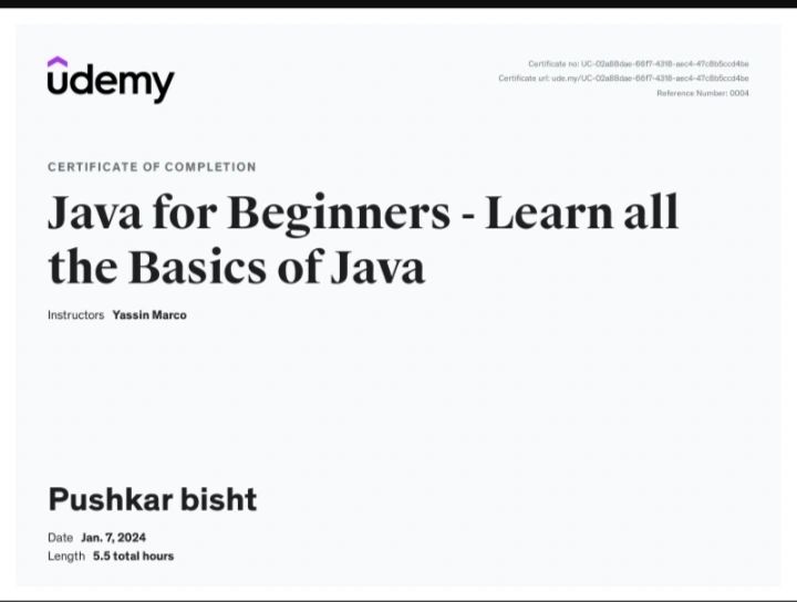 Completed Java programming course! | Pushkar Bisht posted on the topic ... Completed Java programming course! | Pushkar Bisht posted on the topic ...