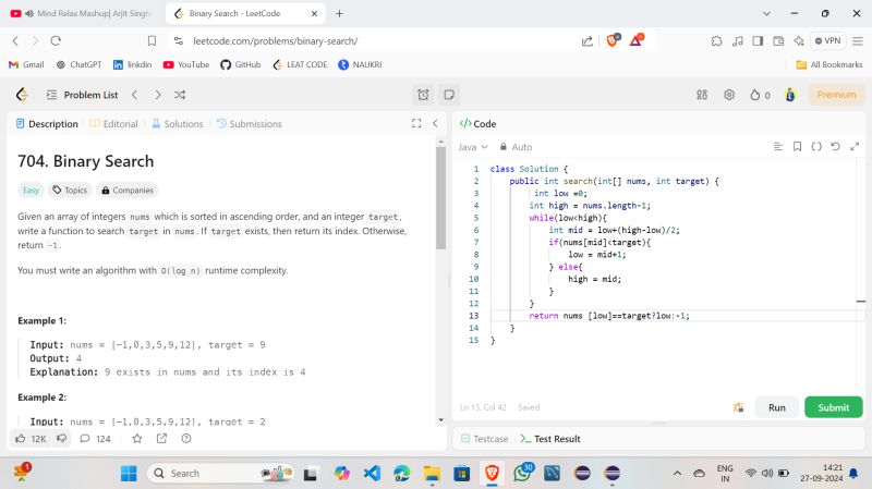 Resolved Binary Search problem on LeetCode | Vishal maurya posted on ... Resolved Binary Search problem on LeetCode | Vishal maurya posted on ...