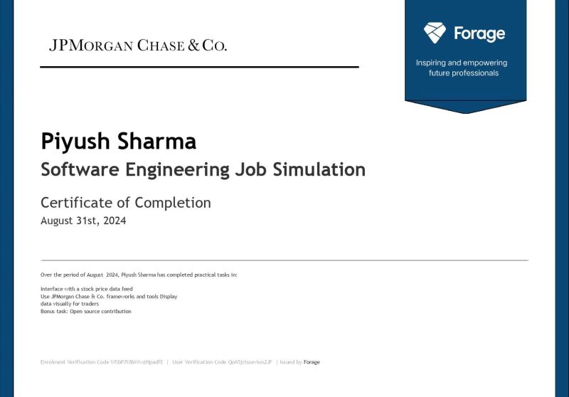 Piyush Sharma on LinkedIn: #softwareengineering #jpmorgan #forage # ... Piyush Sharma on LinkedIn: #softwareengineering #jpmorgan #forage # ...