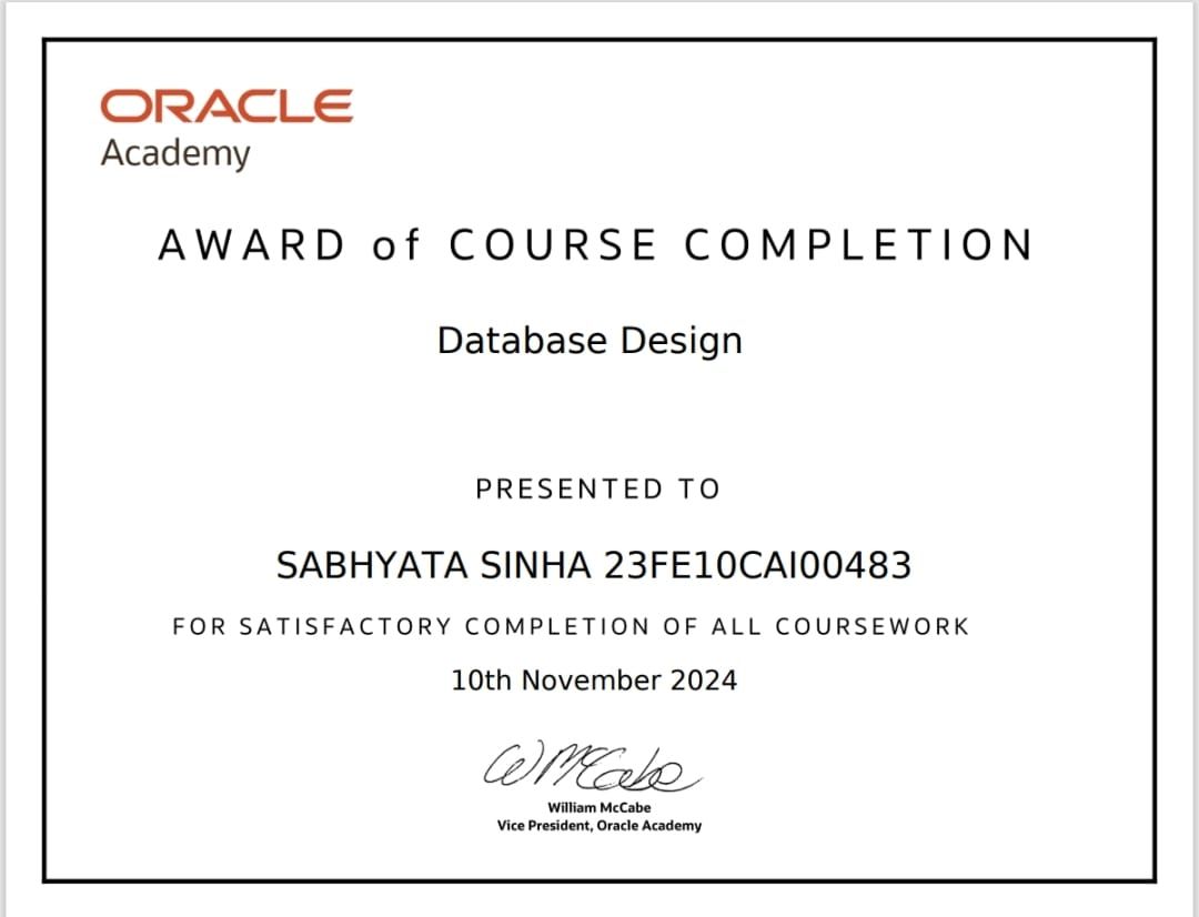 Sabhyata Sinha on LinkedIn: #oraclecertified #databasedesign # ... Sabhyata Sinha on LinkedIn: #oraclecertified #databasedesign # ...