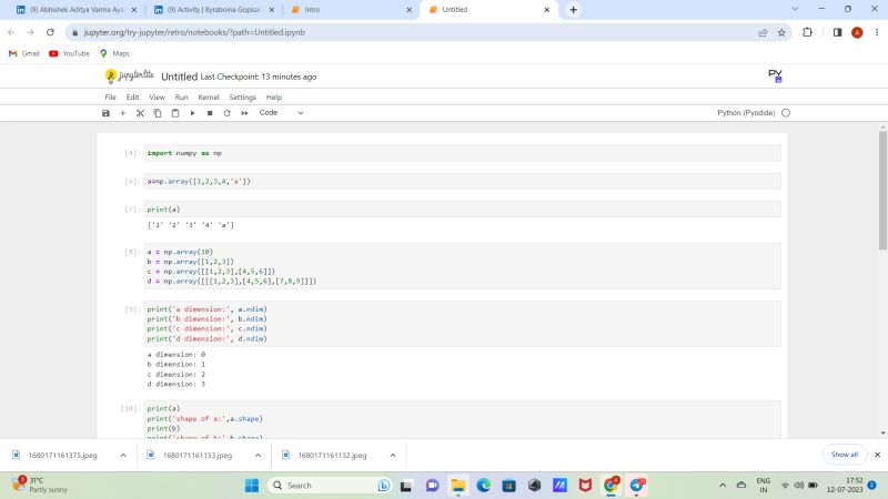 Abhishek Aditya Varma Ayanampudi on LinkedIn: Task 35 practice numpy ... Abhishek Aditya Varma Ayanampudi on LinkedIn: Task 35 practice numpy ...
