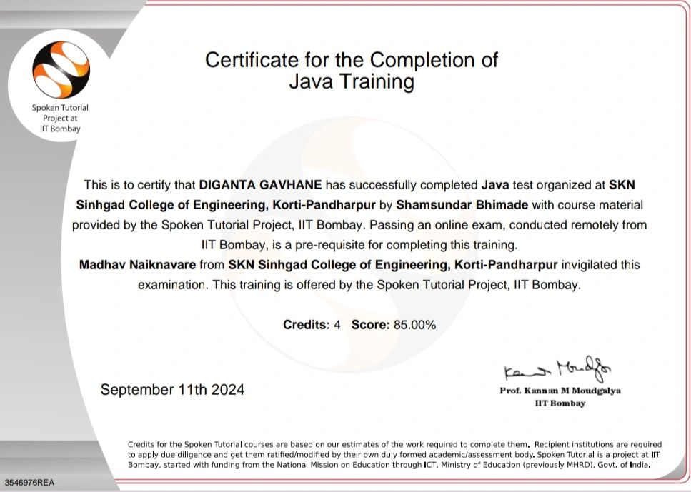 Diganta Gavhane on LinkedIn: #java #certification Diganta Gavhane on LinkedIn: #java #certification