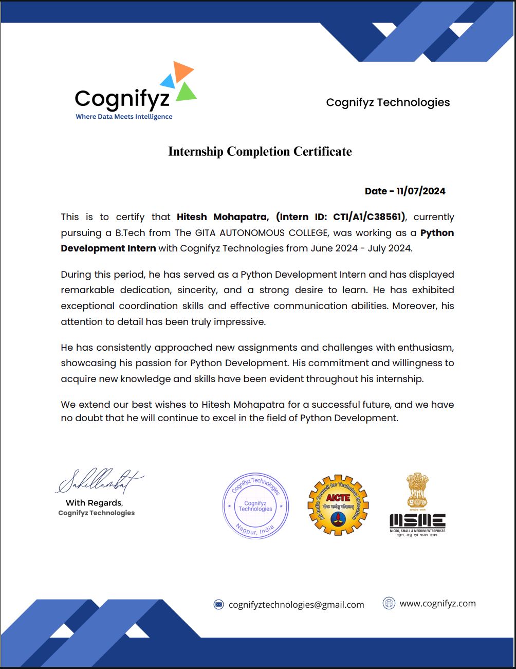 Hitesh Mohapatra on LinkedIn: Excited to share that I've successfully ... Hitesh Mohapatra on LinkedIn: Excited to share that I've successfully ...