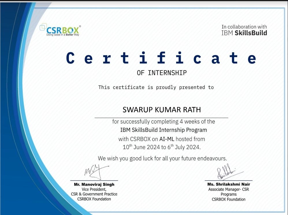Swarup Kumar Rath on LinkedIn: #ibminternship #ai #projectmanagement # ... Swarup Kumar Rath on LinkedIn: #ibminternship #ai #projectmanagement # ...