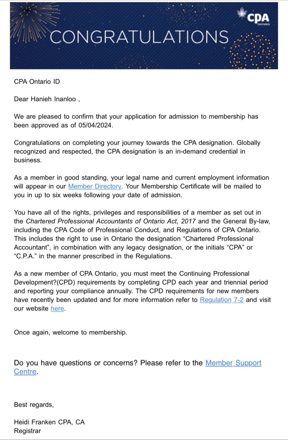Hanieh Inanloo, CPA on LinkedIn: 🎉 Admitted to CPA!🎉 Dear friends ... Hanieh Inanloo, CPA on LinkedIn: 🎉 Admitted to CPA!🎉 Dear friends ...