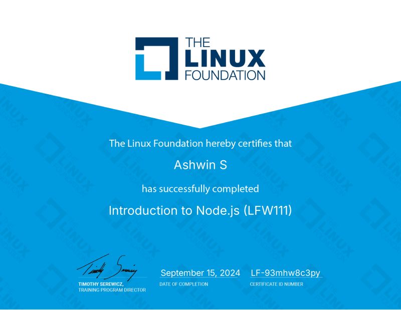 Ashwin S on LinkedIn: #nodejs #javascript #linuxfoundation # ... Ashwin S on LinkedIn: #nodejs #javascript #linuxfoundation # ...