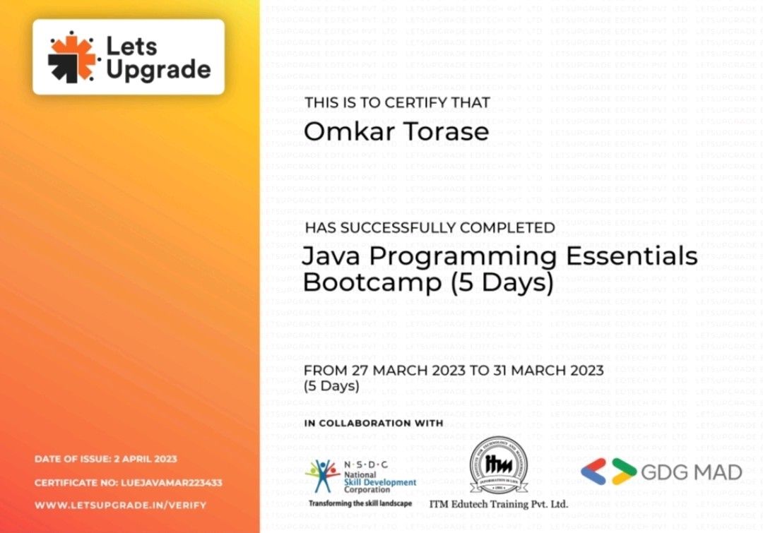 Omkar Torase on LinkedIn: #programming #java Omkar Torase on LinkedIn: #programming #java