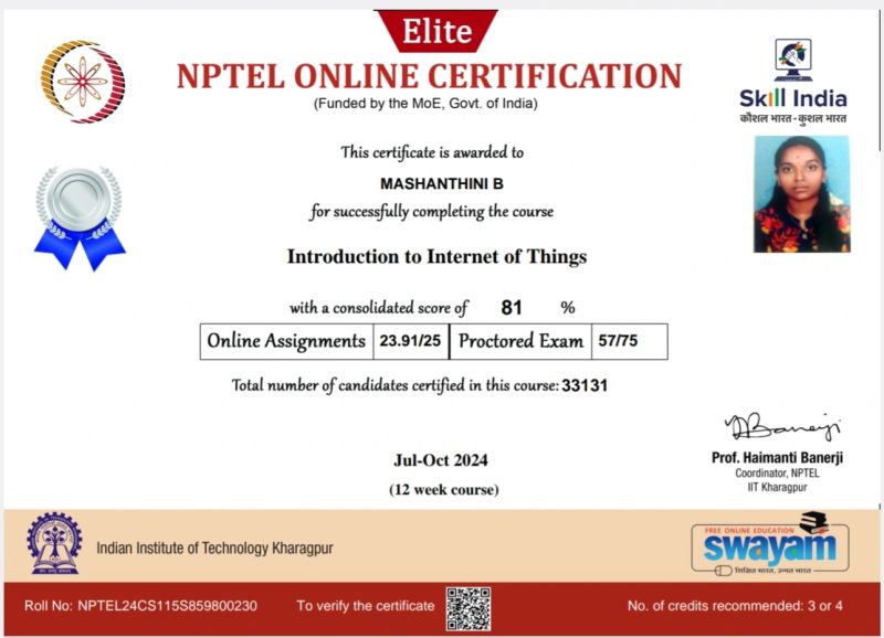 MASHANTHINI B on LinkedIn: #nptel #iot #achievement #learningneverstops ... MASHANTHINI B on LinkedIn: #nptel #iot #achievement #learningneverstops ...