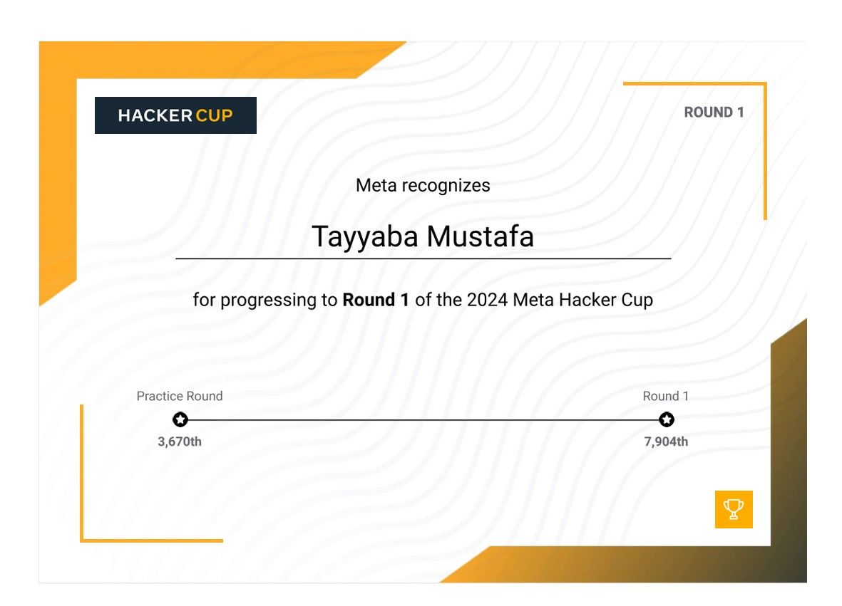 Tayyaba Mustafa on LinkedIn: #metahackercup #humantrack #dsa # ... Tayyaba Mustafa on LinkedIn: #metahackercup #humantrack #dsa # ...