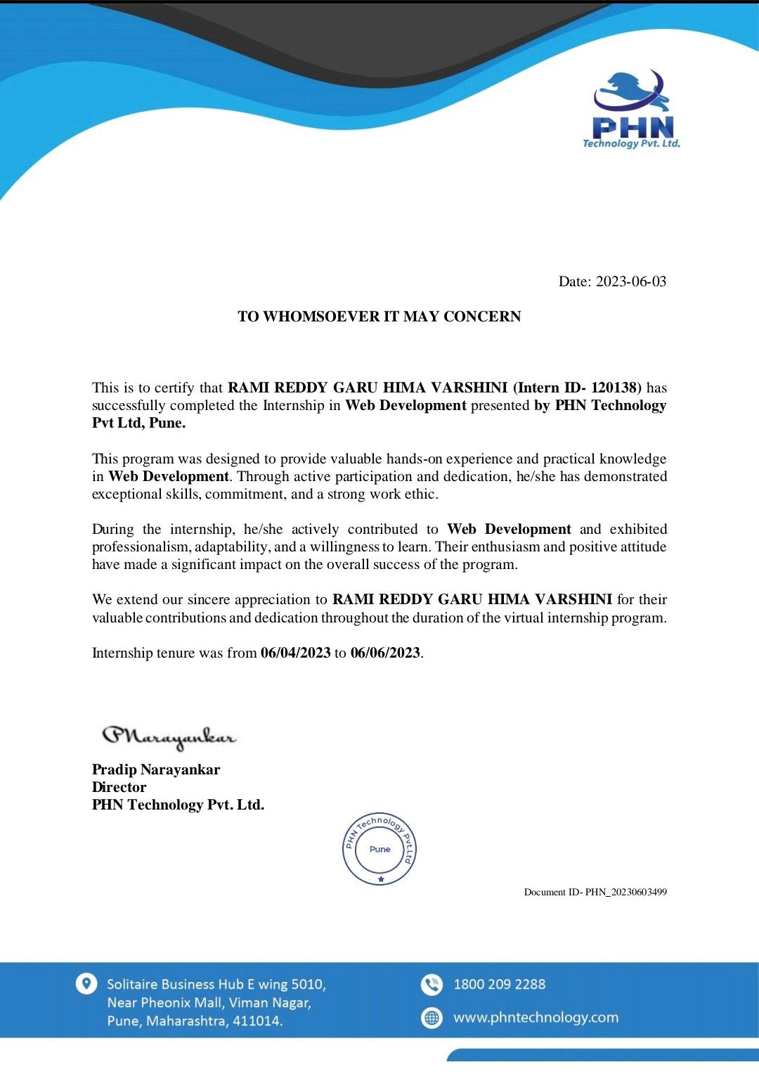 Hima Varshini on LinkedIn: #phn #internship #webdevelopment #thankyou #phn Hima Varshini on LinkedIn: #phn #internship #webdevelopment #thankyou #phn