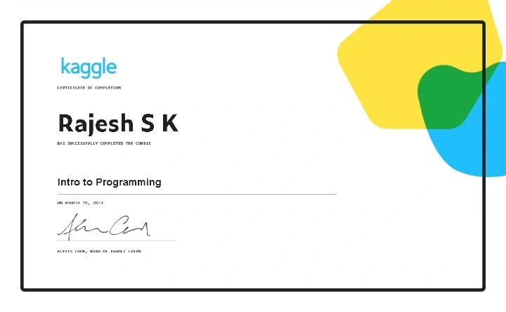 Rajesh S K on LinkedIn: #python #kaggle #programming #2023graduate Rajesh S K on LinkedIn: #python #kaggle #programming #2023graduate