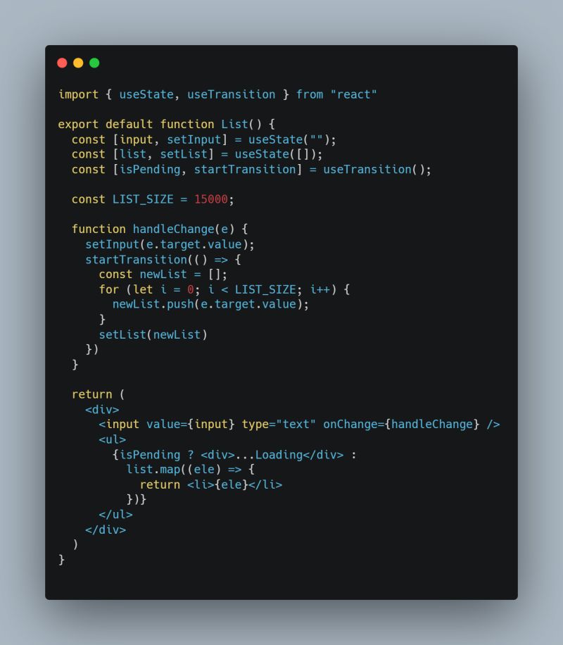 How to use the `useTransition` hook in React | Tharun Balaji J posted ... How to use the `useTransition` hook in React | Tharun Balaji J posted ...