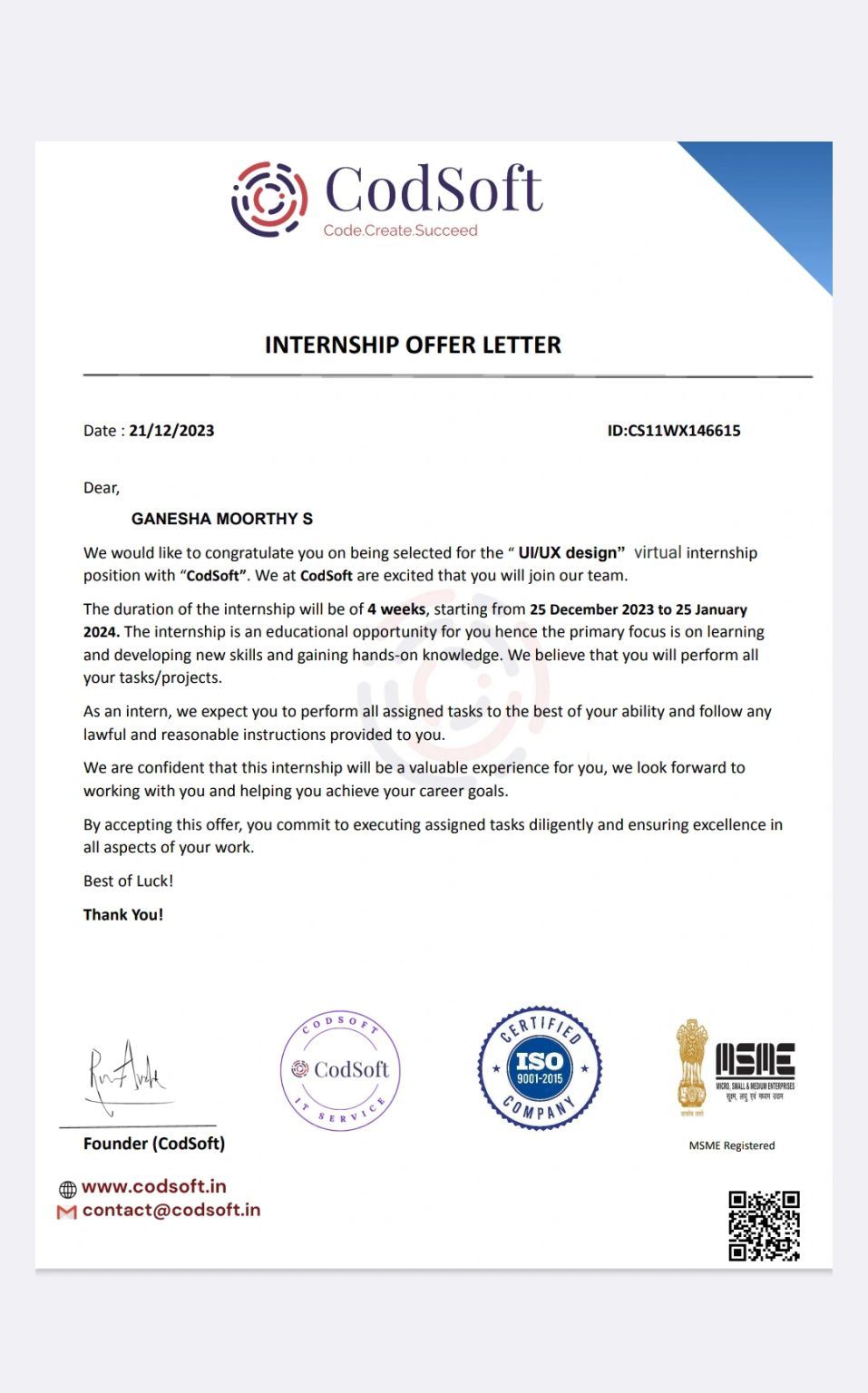 GANESHA MOORTHY S on LinkedIn: #codesoftinternship #codesoft # ... GANESHA MOORTHY S on LinkedIn: #codesoftinternship #codesoft # ...