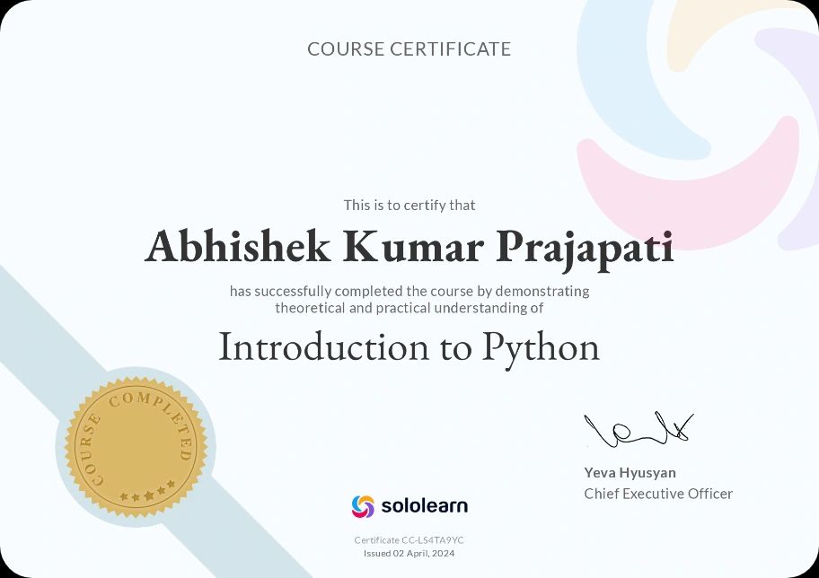 Abhishek Prajapati on LinkedIn: #python #sololearn #codingjourney Abhishek Prajapati on LinkedIn: #python #sololearn #codingjourney