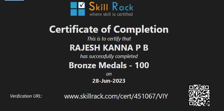 Securing 100 Bronze Medals on Skillrack! | Rajesh Kanna posted on the ... Securing 100 Bronze Medals on Skillrack! | Rajesh Kanna posted on the ...
