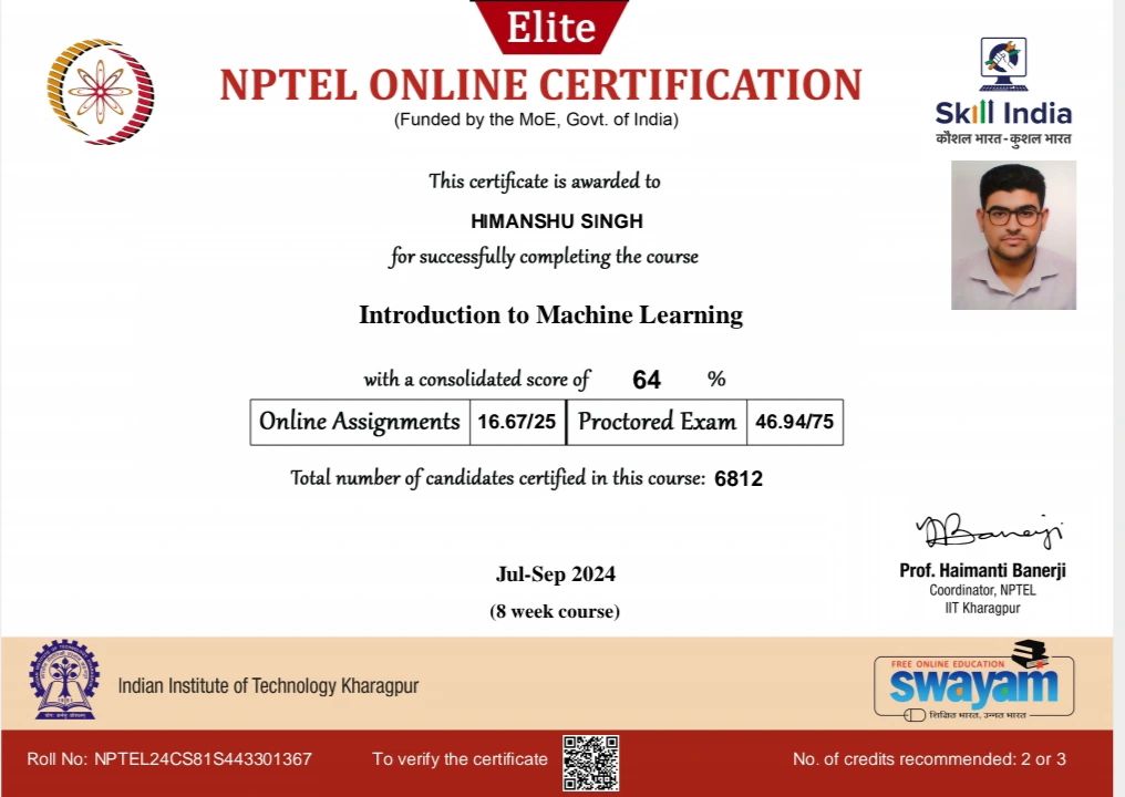 Himanshu Singh on LinkedIn: #machinelearning #nptel #lifelonglearning # ... Himanshu Singh on LinkedIn: #machinelearning #nptel #lifelonglearning # ...