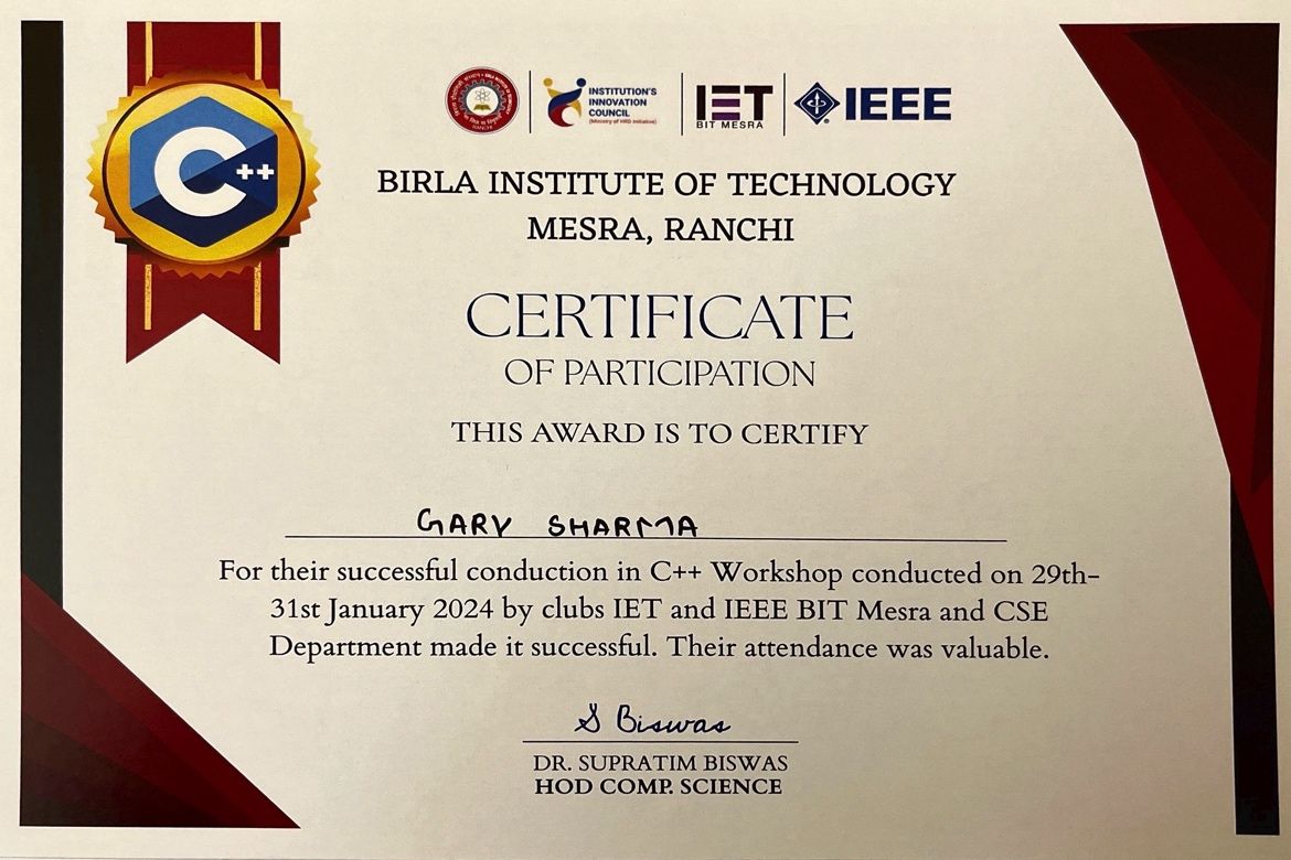 #cplusplus #cplusplusdeveloper #techenthusiast | Garv Sharma #cplusplus #cplusplusdeveloper #techenthusiast | Garv Sharma