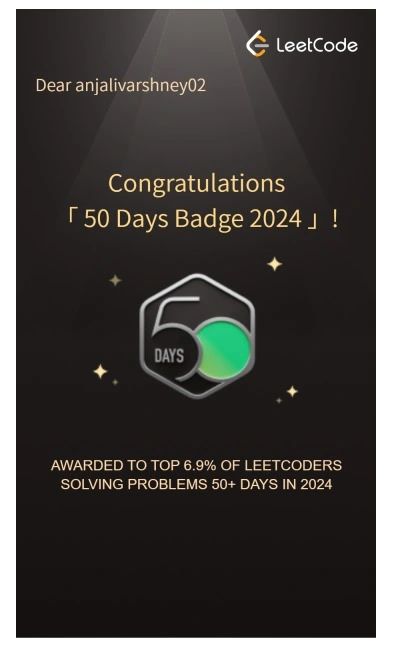 Launching my 50-day LeetCode challenge! | Anjali Varshney posted on the ... Launching my 50-day LeetCode challenge! | Anjali Varshney posted on the ...