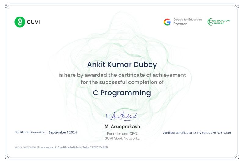 Ankit Dubey on LinkedIn: #cprogramming #guvi Ankit Dubey on LinkedIn: #cprogramming #guvi