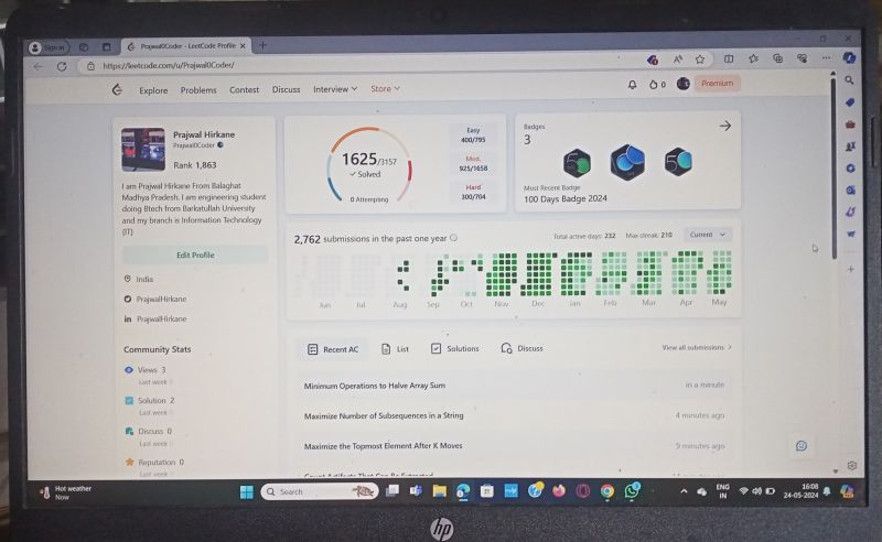 Day 209 of #leetcodechallenge | Prajwal Hirkane posted on the topic ... Day 209 of #leetcodechallenge | Prajwal Hirkane posted on the topic ...