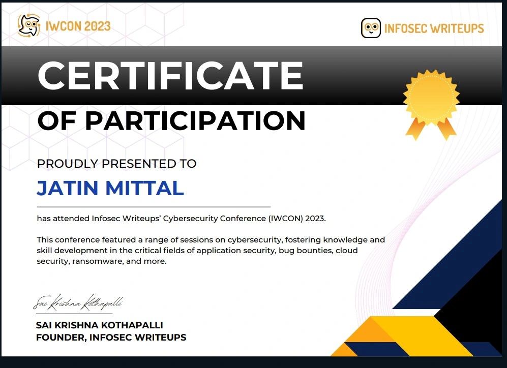 Jatin Mittal on LinkedIn: #iwfcon #cybersecurity Jatin Mittal on LinkedIn: #iwfcon #cybersecurity