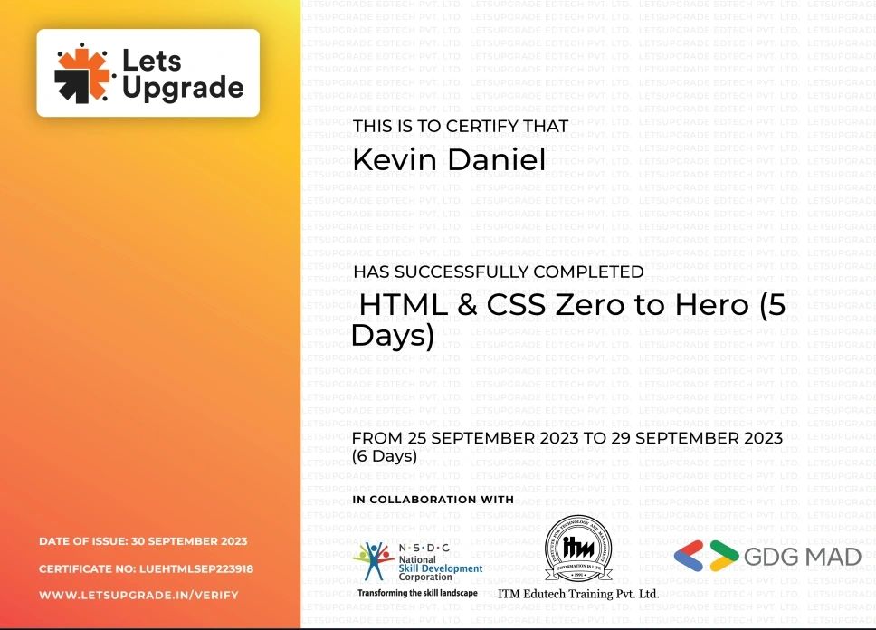 Kevin Daniel (he/him) on LinkedIn: #html #css #letsupgrade #webdevelopment Kevin Daniel (he/him) on LinkedIn: #html #css #letsupgrade #webdevelopment
