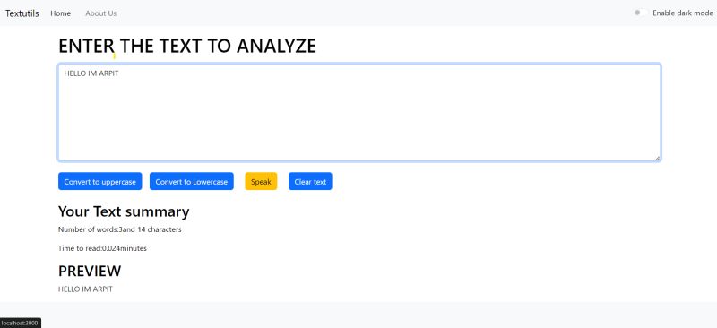 Arpit verma on LinkedIn: #reactjs #webdevelopment #darkmode #textutils ... Arpit verma on LinkedIn: #reactjs #webdevelopment #darkmode #textutils ...