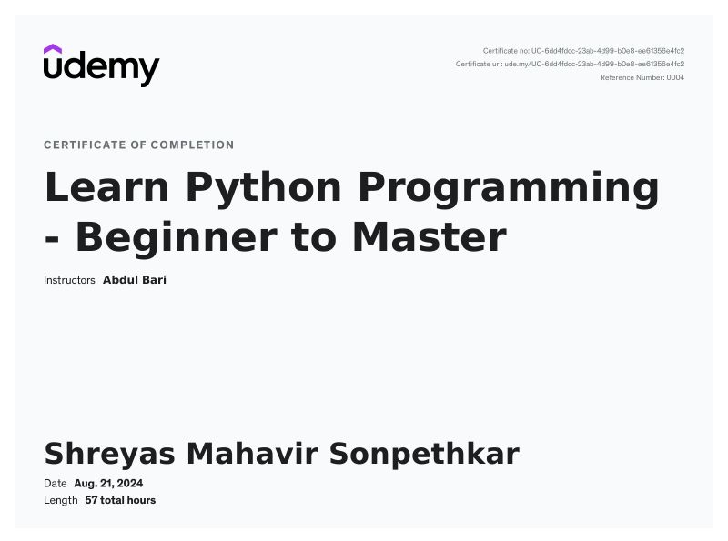 Shreyash Sonpethkar on LinkedIn: #python #programming #udemy #learning ... Shreyash Sonpethkar on LinkedIn: #python #programming #udemy #learning ...