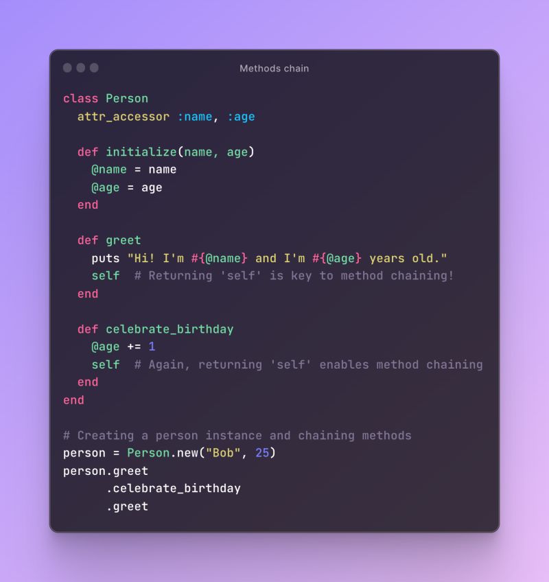 How method chaining in Ruby simplifies code | Sandip Parida posted on ... How method chaining in Ruby simplifies code | Sandip Parida posted on ...
