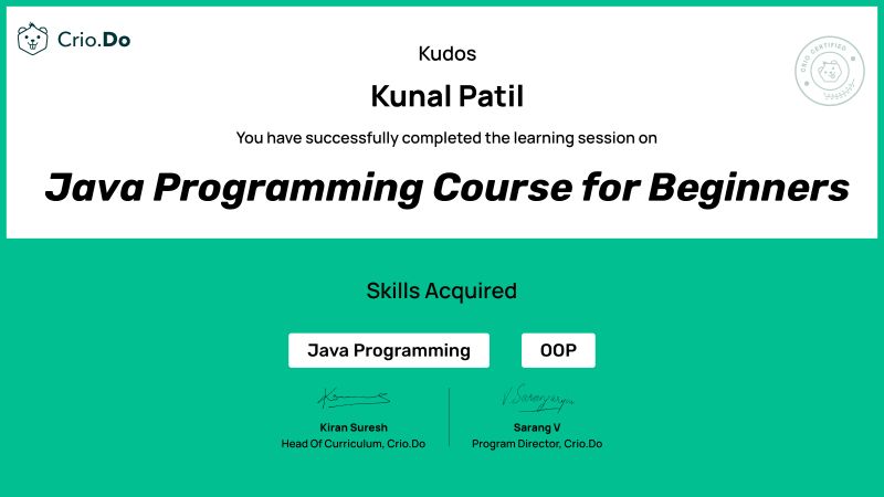 Kunal Patil on LinkedIn: #javaprogramming #oop #learningjourney #criodo ... Kunal Patil on LinkedIn: #javaprogramming #oop #learningjourney #criodo ...
