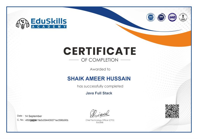 Completed #javafullstack internship from AICTE and EduSkills | AMEER ... Completed #javafullstack internship from AICTE and EduSkills | AMEER ...