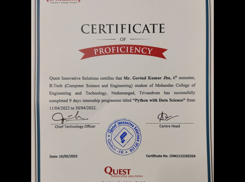 Govind Kumar Jha on LinkedIn: #pythoncertified #pythonproficiency # ... Govind Kumar Jha on LinkedIn: #pythoncertified #pythonproficiency # ...
