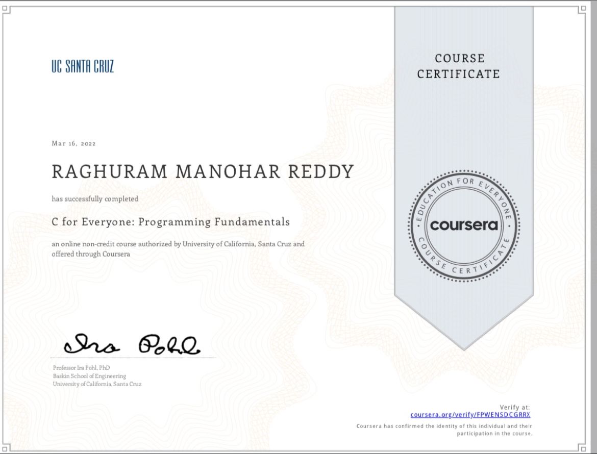 RAGHURAM MANOHAR REDDY on LinkedIn: #programming #coursera RAGHURAM MANOHAR REDDY on LinkedIn: #programming #coursera