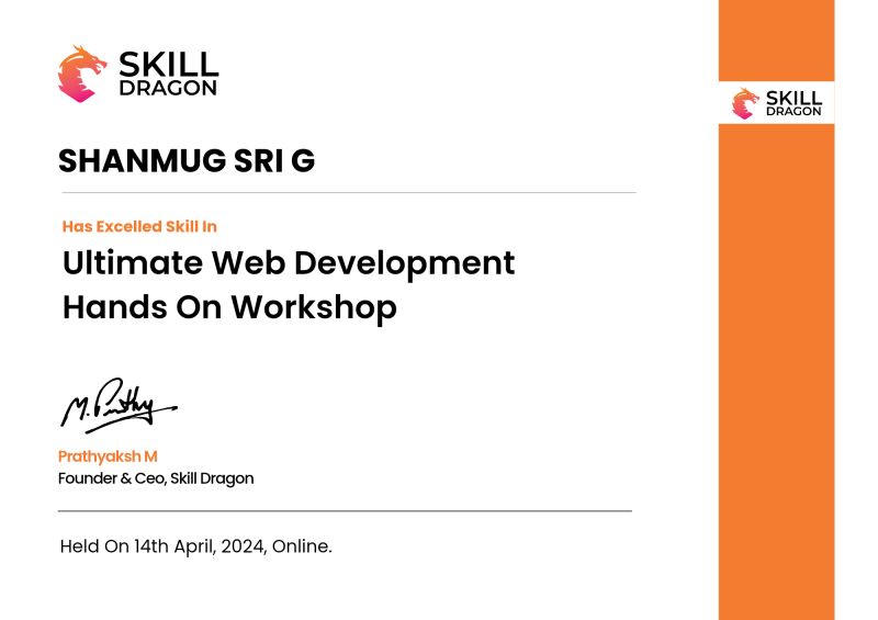 Completed an awesome online workshop with SkillDragon! | Shanmuga Sri G ... Completed an awesome online workshop with SkillDragon! | Shanmuga Sri G ...
