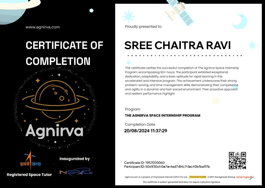 Sree Chaitra Ravi on LinkedIn: #spaceinternship #agnirvaspace #isro # ... Sree Chaitra Ravi on LinkedIn: #spaceinternship #agnirvaspace #isro # ...