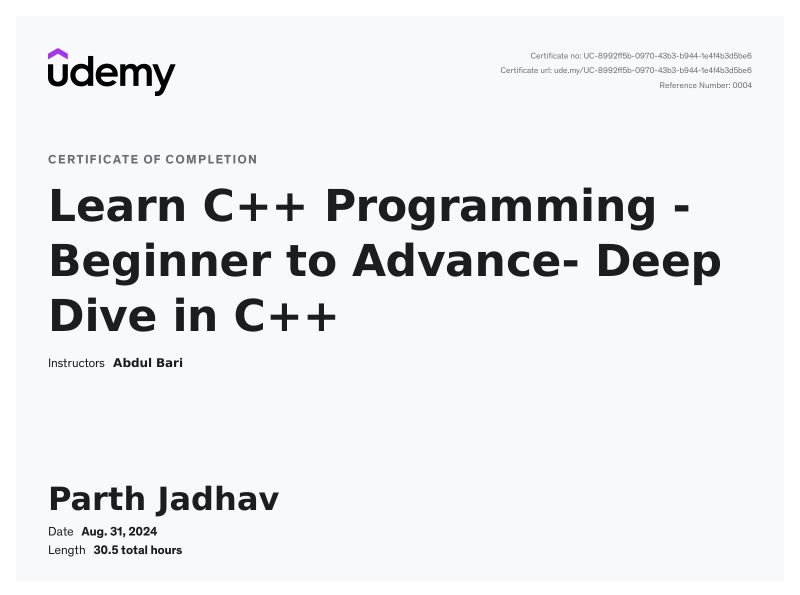 Parth Jadhav on LinkedIn: #cplusplus #programming #learning Parth Jadhav on LinkedIn: #cplusplus #programming #learning