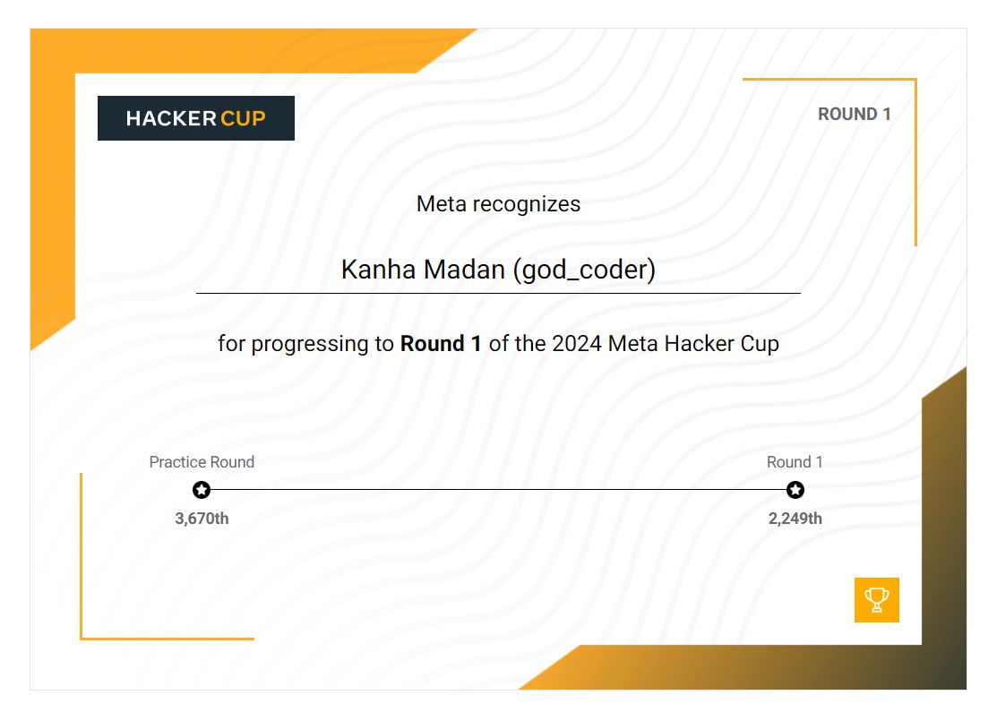 Kanha Madan on LinkedIn: #metahackercup #codingcompetition #round1 # ... Kanha Madan on LinkedIn: #metahackercup #codingcompetition #round1 # ...