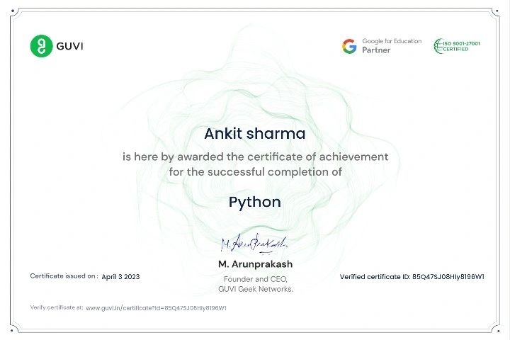 Ankit Sharma on LinkedIn: #guvi #python Ankit Sharma on LinkedIn: #guvi #python
