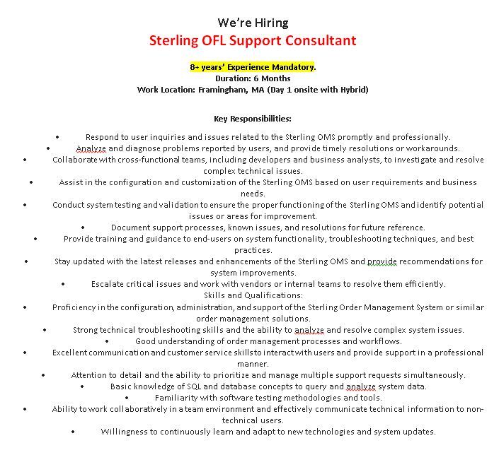 Sree Ram Sayeesh on LinkedIn: #sterling #ofl #support #consultant # ... Sree Ram Sayeesh on LinkedIn: #sterling #ofl #support #consultant # ...
